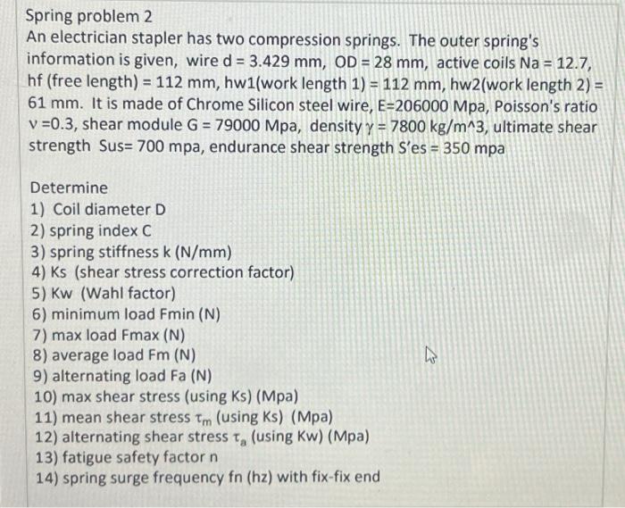 Solved Spring problem 2 An electrician stapler has two | Chegg.com