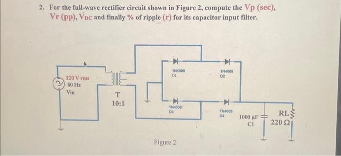 2. For the full-wave rectifier circuit shown in | Chegg.com