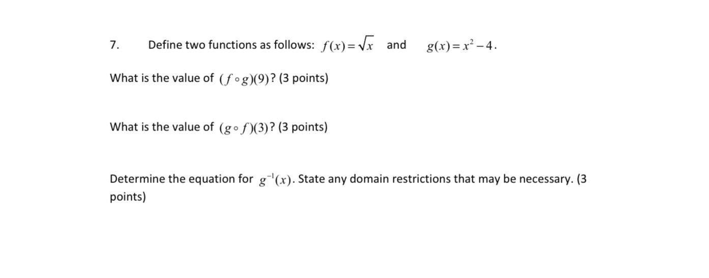 Solved Define two functions as follows: f(x)=\\\\sqrt(x) and | Chegg.com