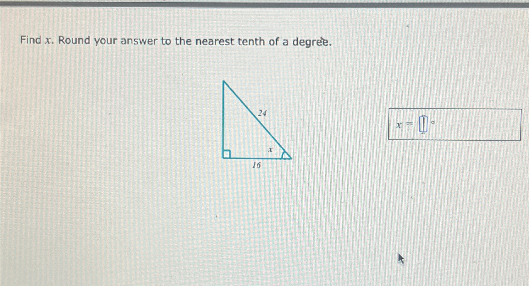 Find x. ﻿Round your answer to the nearest tenth of a | Chegg.com
