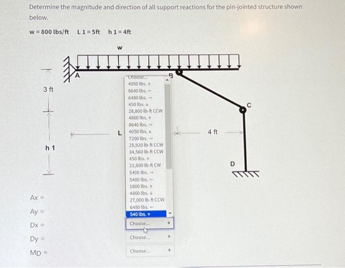 Solved Determine the magnitude and direction of all support | Chegg.com