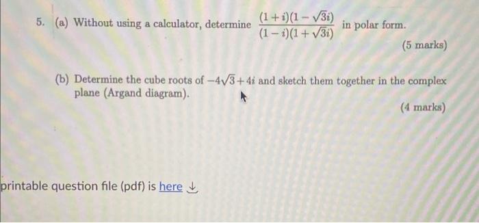 Solved 5. (a) Without using a calculator, determine | Chegg.com