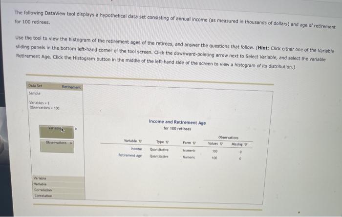 The Following Dataview Tool Displays A Hypothetical