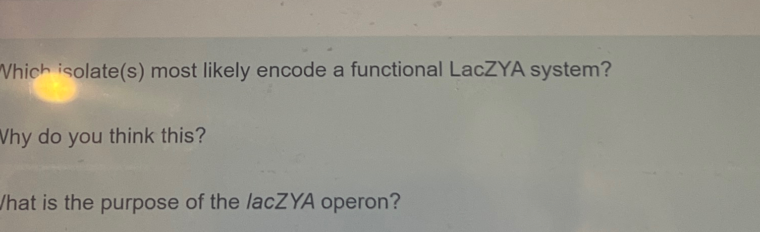 Solved Which isolate(s) ﻿most likely encode a functional | Chegg.com