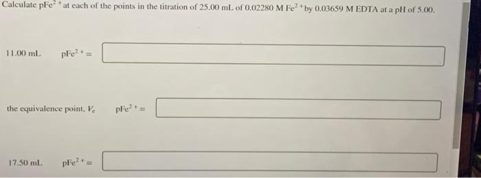 Solved Calculate pFe²+ at each of the points in the | Chegg.com