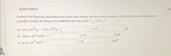 Solved Perform the following calculations and report each | Chegg.com