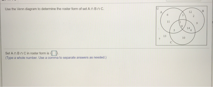 Solved Use the Venn diagram to determine the roster form of | Chegg.com