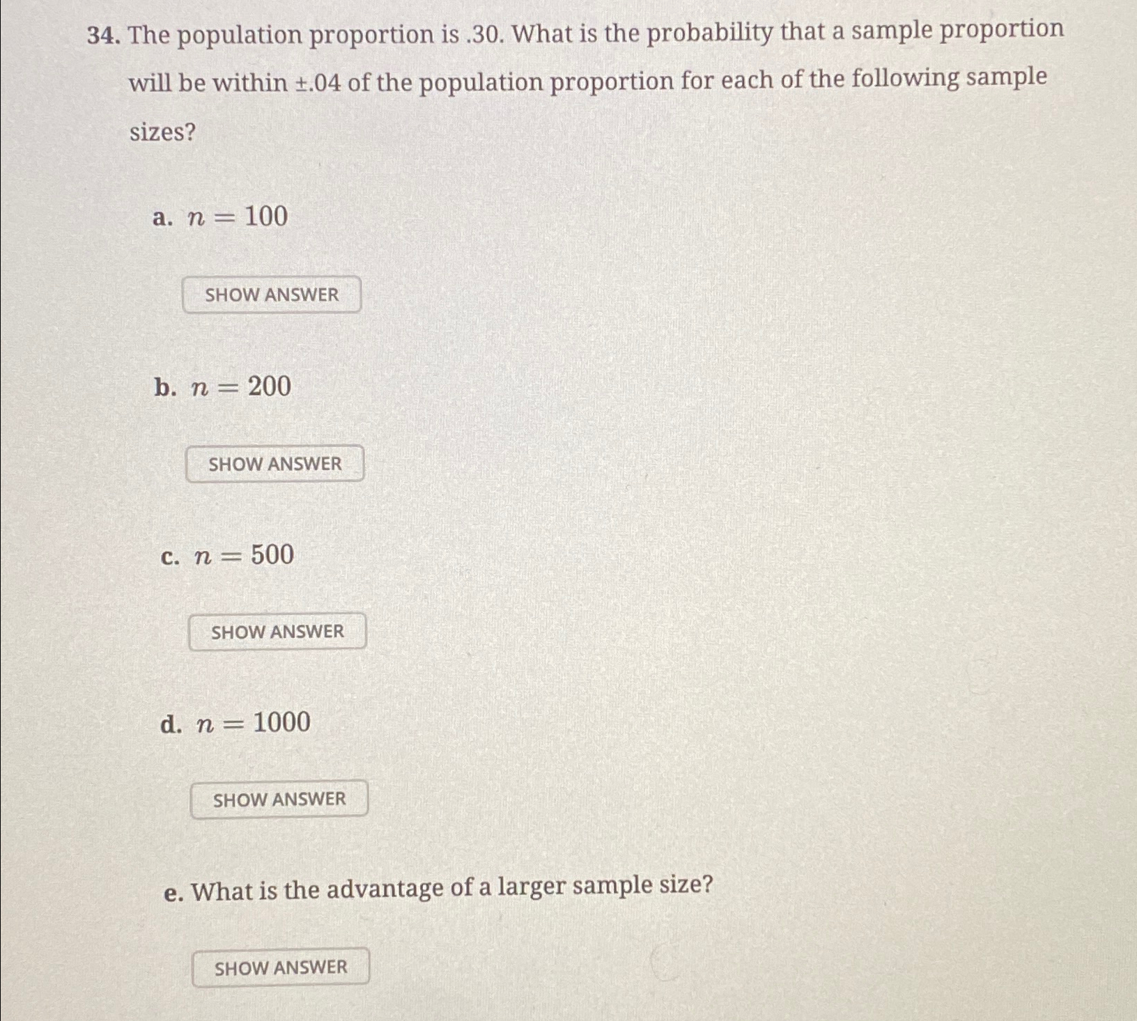 Solved The population proportion is .30 . ﻿What is the | Chegg.com