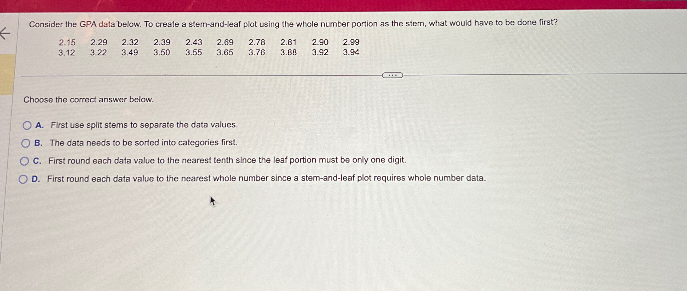 Solved Consider the GPA data below. To create a | Chegg.com