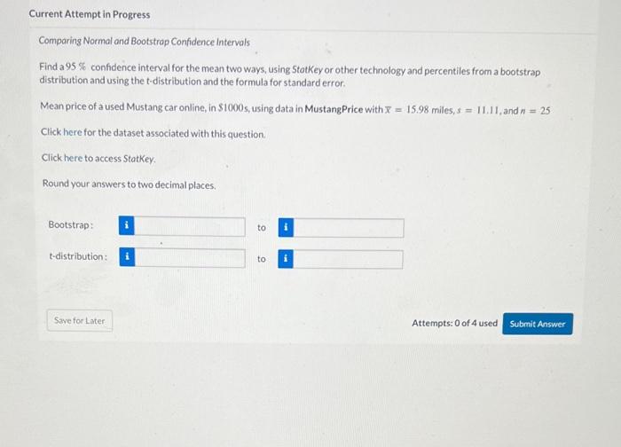 Solved Comparing Normal and Bootstrap Confidence Intervals | Chegg.com