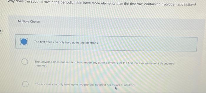 Solved the second row in the periodic table have more | Chegg.com