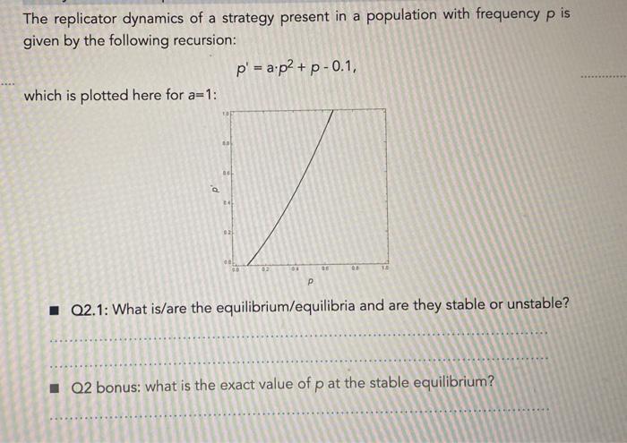 The replicator dynamics of a strategy present in a | Chegg.com