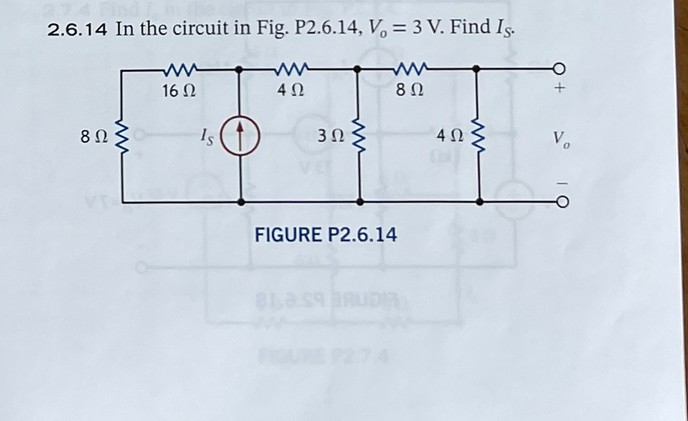 Solved 2.6.14 ﻿In the circuit in Fig. P2.6.14, Vo=3V. ﻿Find | Chegg.com