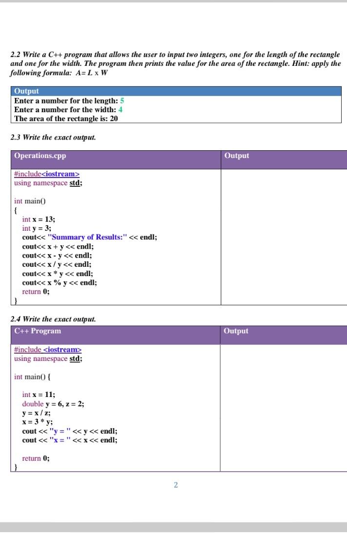 Solved 2.5 Write a C++ program that allows the user to input | Chegg.com