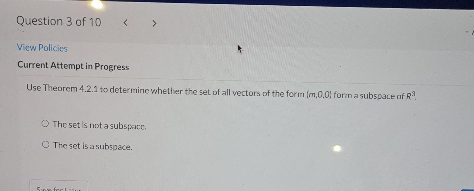 Solved Use Theorem 4.2.1 to determine whether the set of all | Chegg.com