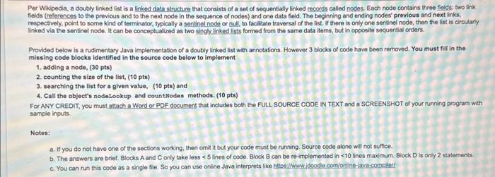Solved Per Wikipedia, a doubly linked list is a linked data | Chegg.com