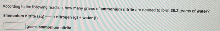 Solved According to the following reaction, how many grams | Chegg.com