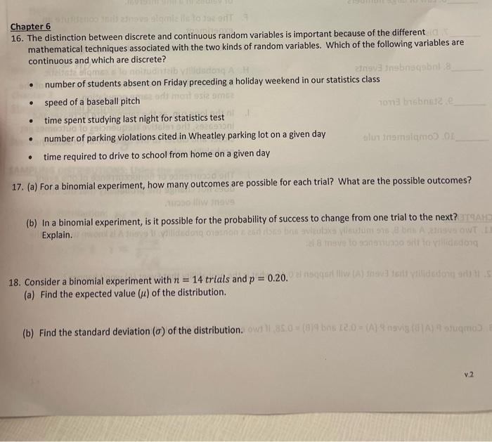 Solved Chapter 6 16. The distinction between discrete and | Chegg.com