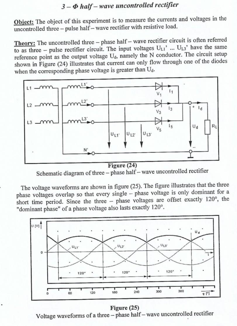 Solved 3 - 0 half - wave uncontrolled rectifier Object: The | Chegg.com