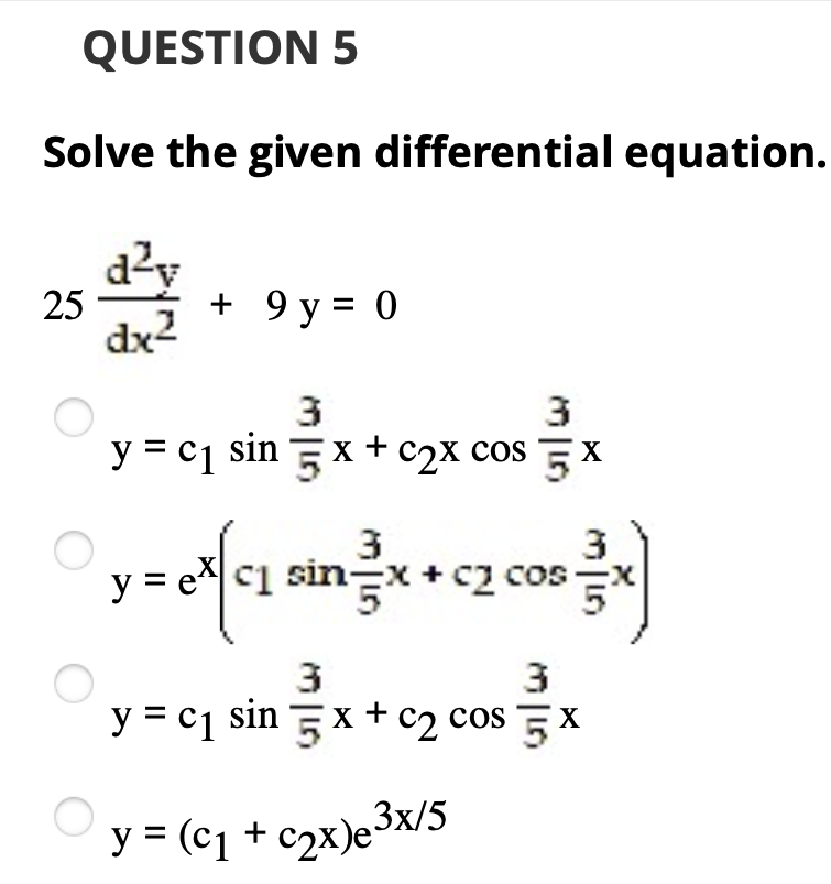 Solved QUESTION 5Solve the given differential | Chegg.com