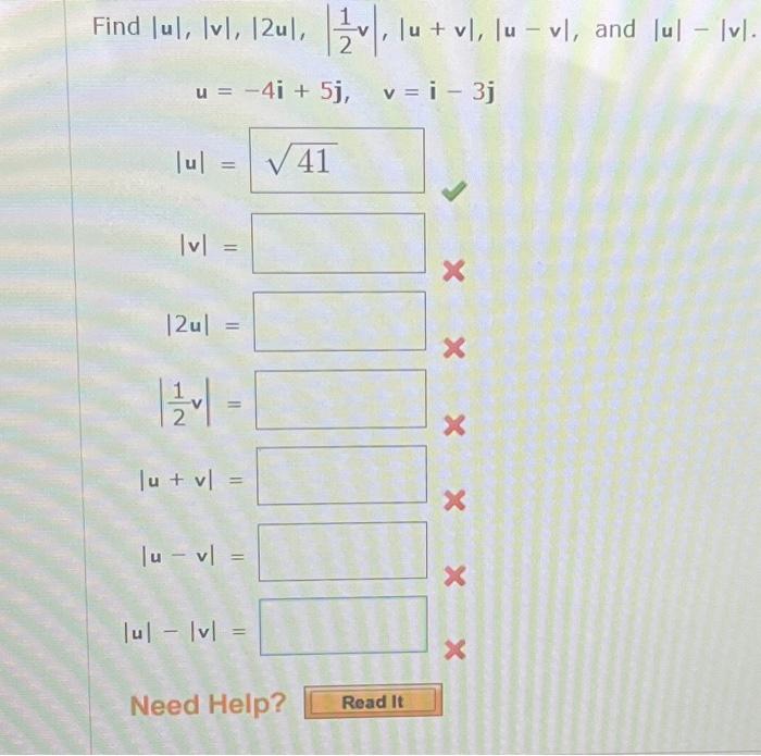 Solved nd ∣u∣,∣v∣,∣2u∣,∣∣21v∣∣,∣u+v∣,∣u−v∣, and | Chegg.com