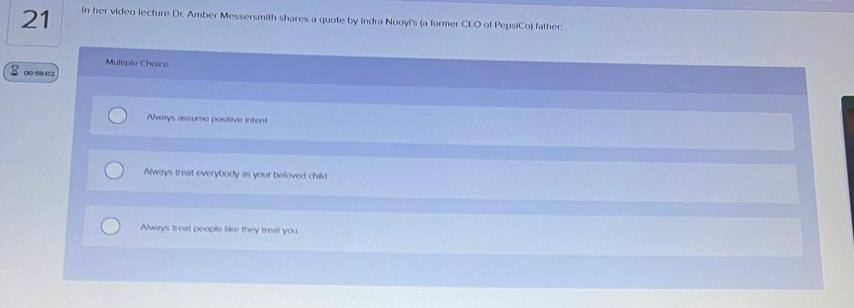 Solved 21In her video lecture De. ﻿Amber Messersmith shares | Chegg.com