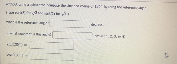 Solved 27 Without using a calculator, compute the sine and | Chegg.com