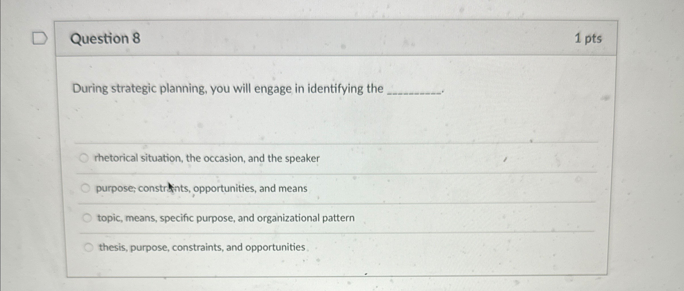 Solved Question 81 ﻿ptsDuring strategic planning, you will | Chegg.com
