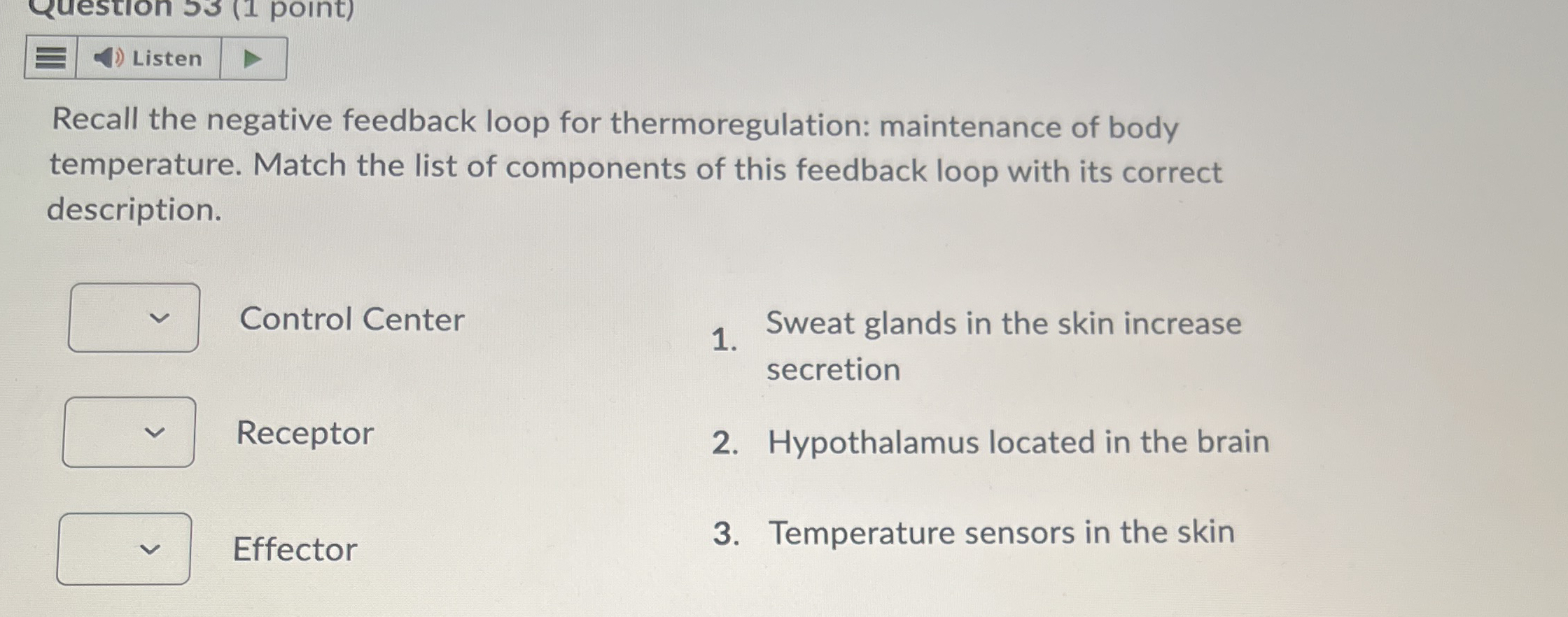 ListenRecall the negative feedback loop for | Chegg.com