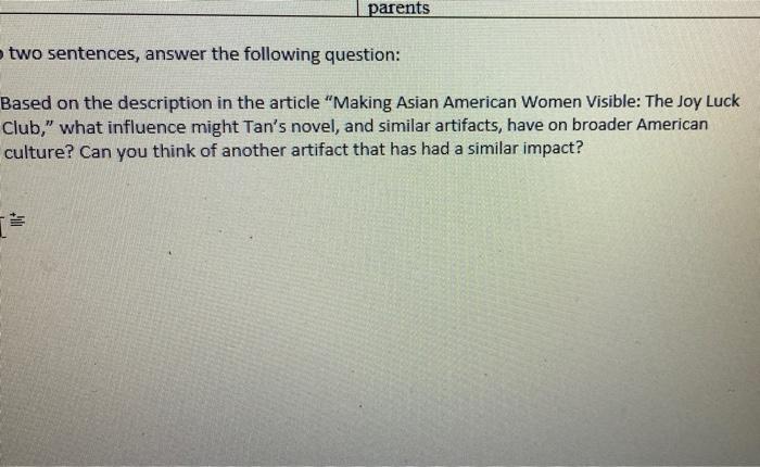 Solved parents two sentences, answer the following question: | Chegg.com