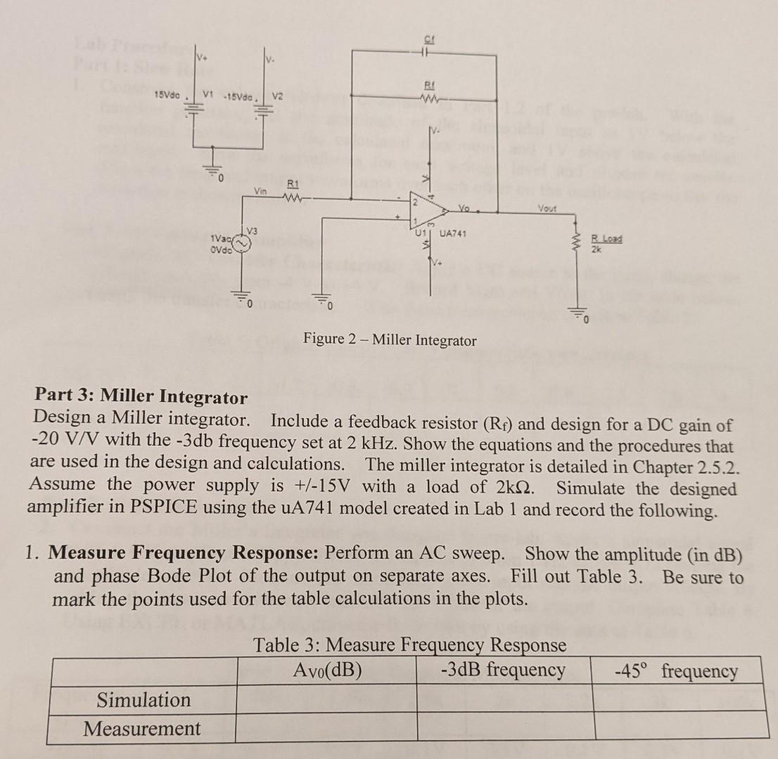 Solved Figure 2 - Miller Integrator Part 3: Miller | Chegg.com