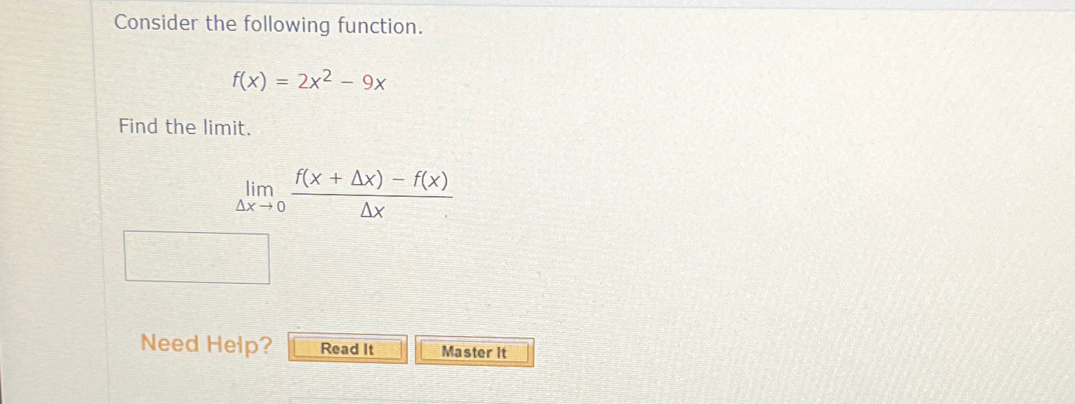Solved Consider the following function.f(x)=2x2-9xFind the | Chegg.com