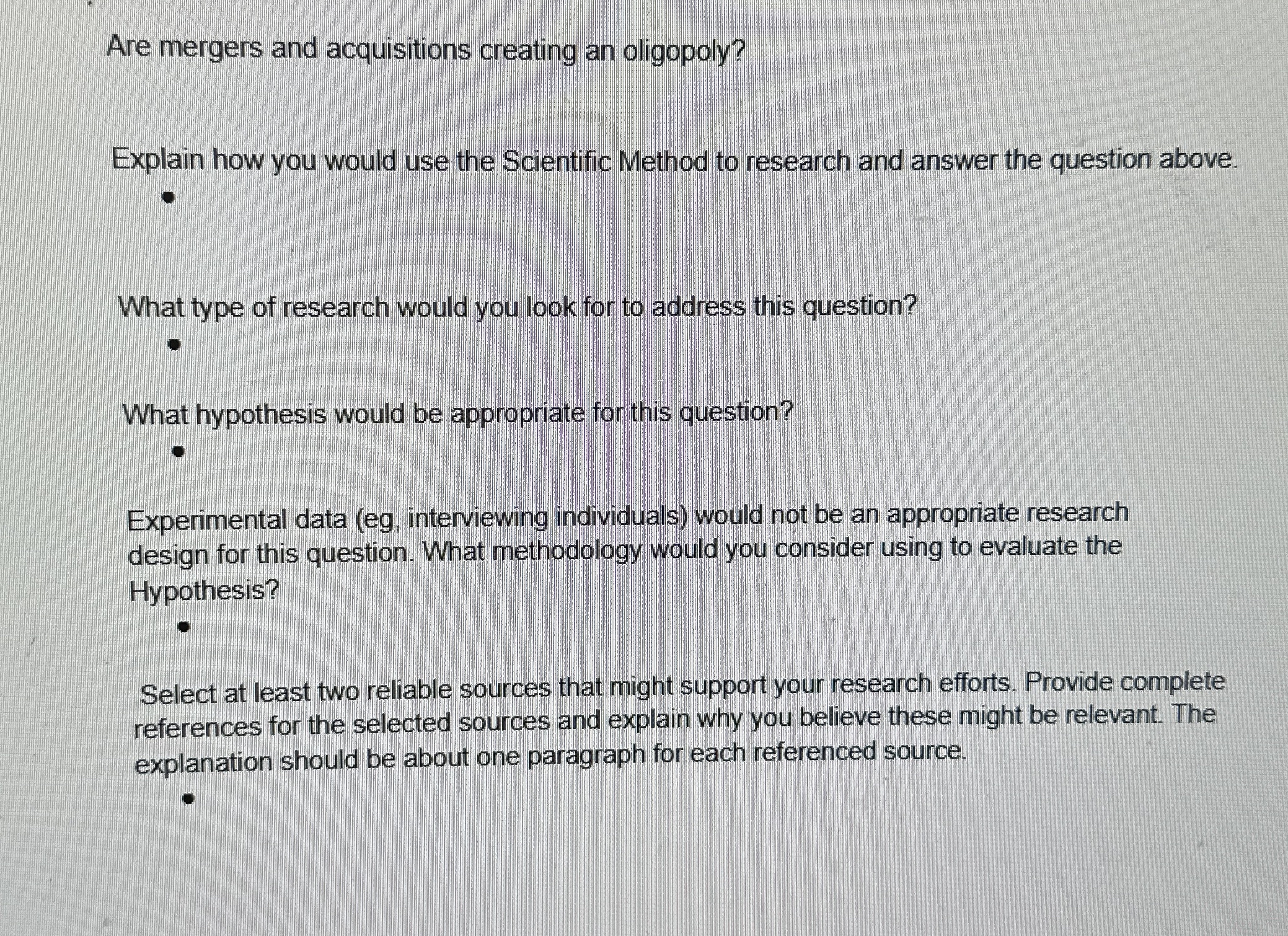 Solved Are mergers and acquisitions creating an | Chegg.com