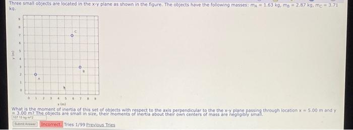 Solved Three small objects are located in the x−y plane as | Chegg.com