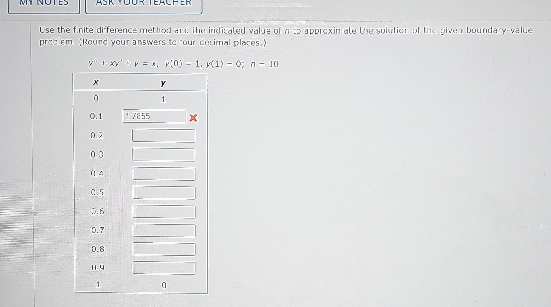 Solved Use the finite difference method and the indicated | Chegg.com