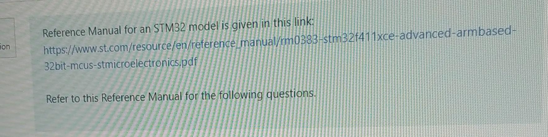 Solved Reference Manual for an STM32 model is given in this | Chegg.com