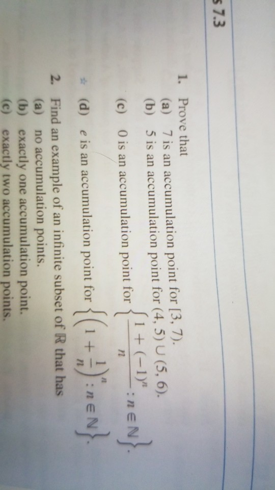 Solved 57.3 1. Prove that (a) 7 is an accumulation point for | Chegg.com