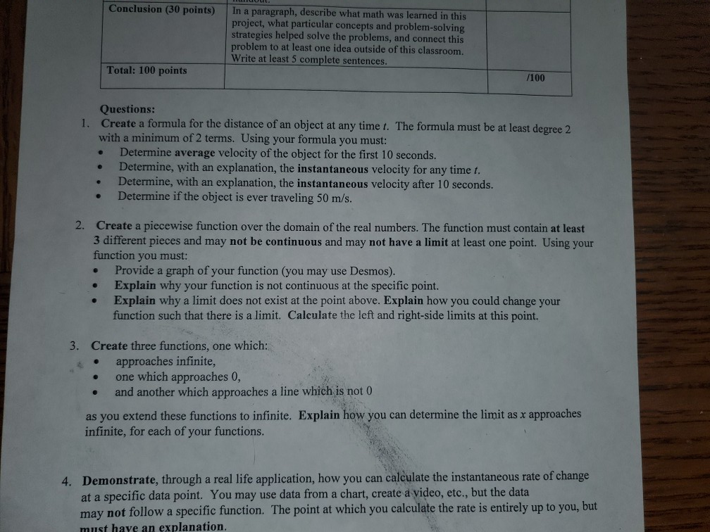 Solved Conclusion (30 points) In a paragraph, describe what | Chegg.com