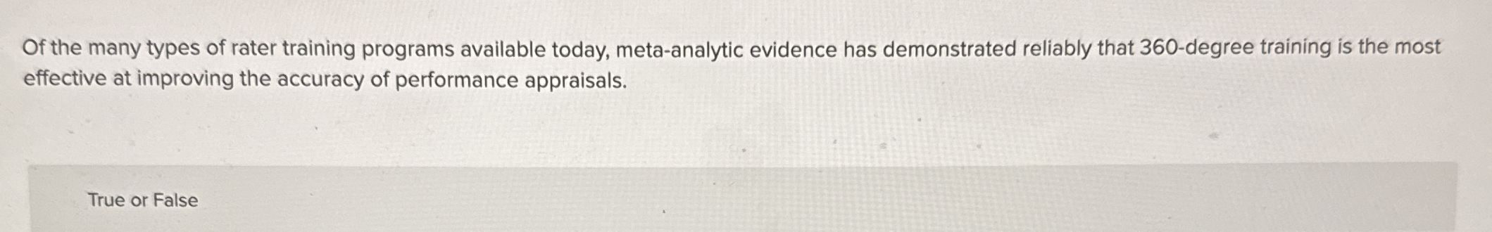 Solved Of the many types of rater training programs | Chegg.com