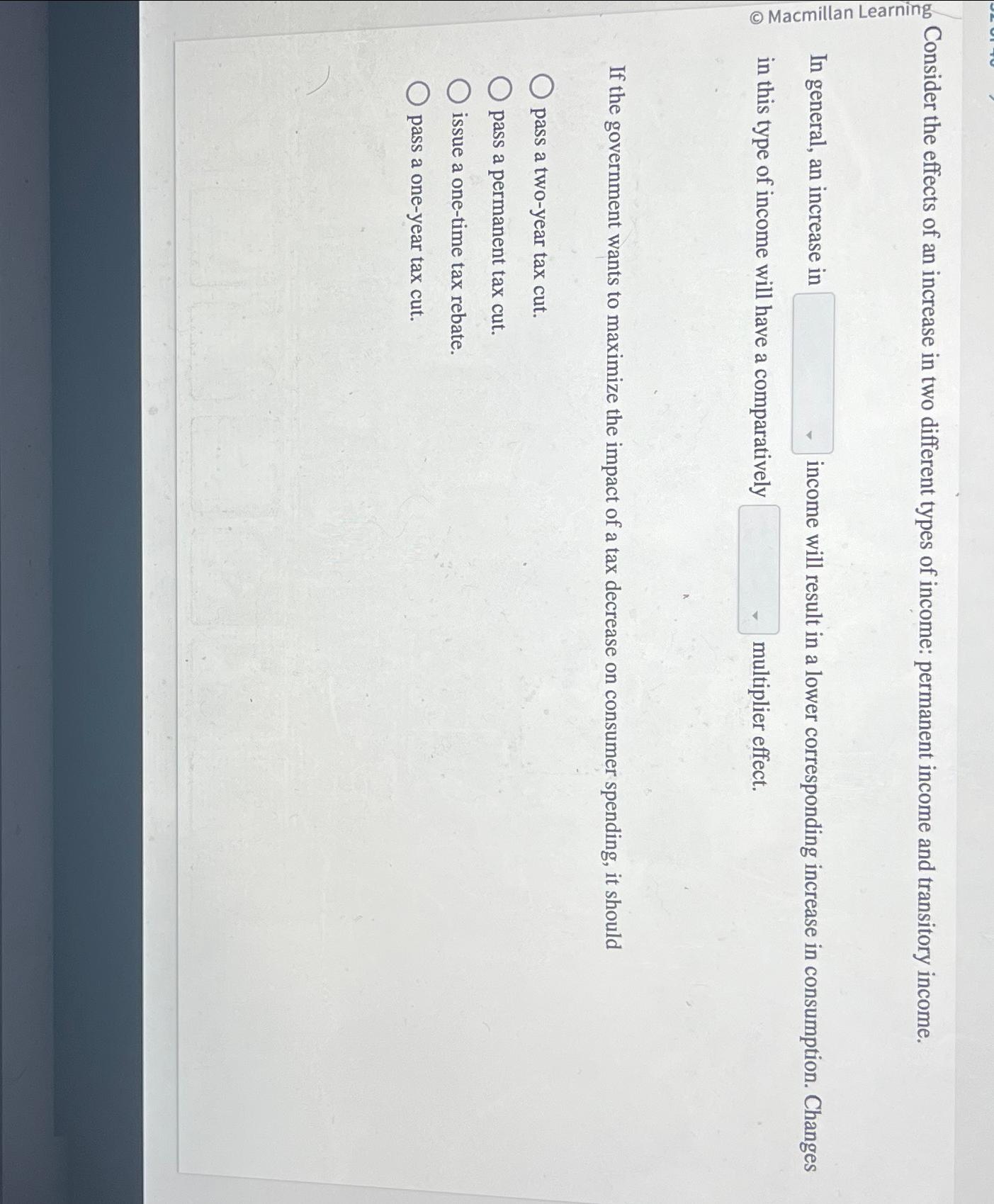 Solved Consider the effects of an increase in two different | Chegg.com