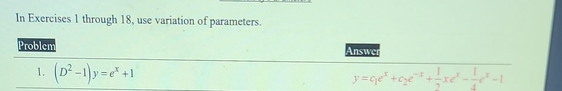 Solved In Exercises 1 through 18, use variation of | Chegg.com