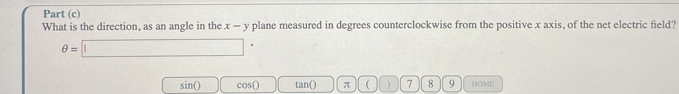 Solved Part (c)What is the direction, as an angle in the x-y | Chegg.com