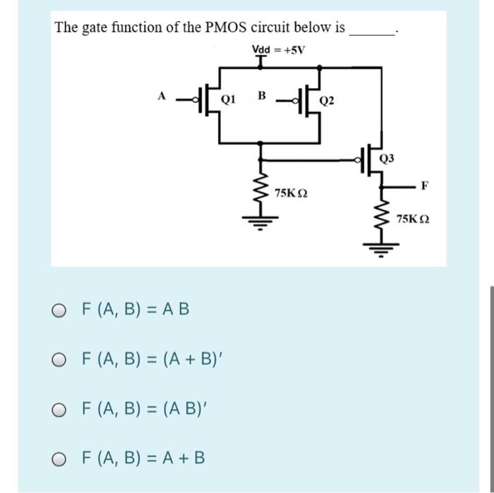 Solved The gate function of the PMOS circuit below is Vdd = | Chegg.com