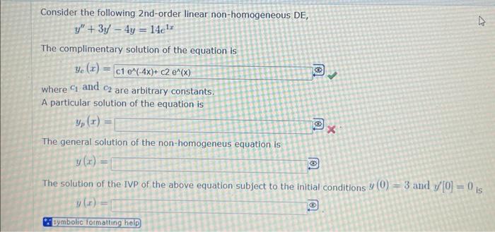 Solved Consider the following 2 nd-order linear | Chegg.com
