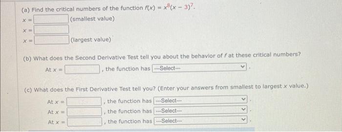 Solved (a) Find the critical numbers of the function | Chegg.com