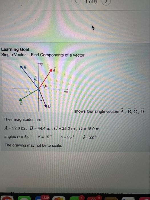 Solved Learning Goal: Single Vector - Find Components of a | Chegg.com