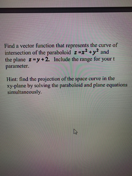 Solved Find a vector function that represents the curve of | Chegg.com