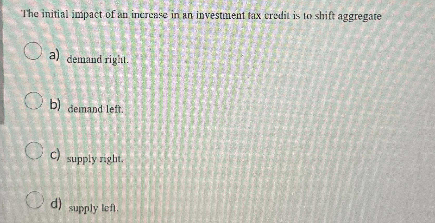 Solved The initial impact of an increase in an investment | Chegg.com