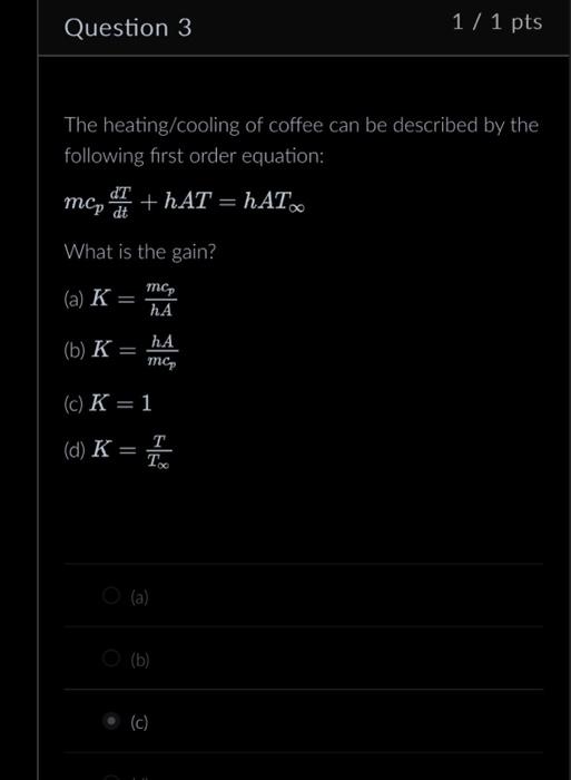 Solved The heating/cooling of coffee can b described by the | Chegg.com