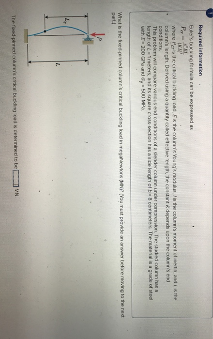 Solved Required information , Euler's buckling formula can | Chegg.com